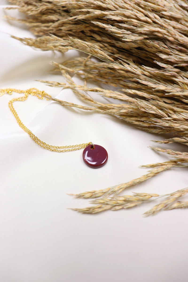 Hope Necklace - Maroon (Ceramic and Gold) – cedarandcypress