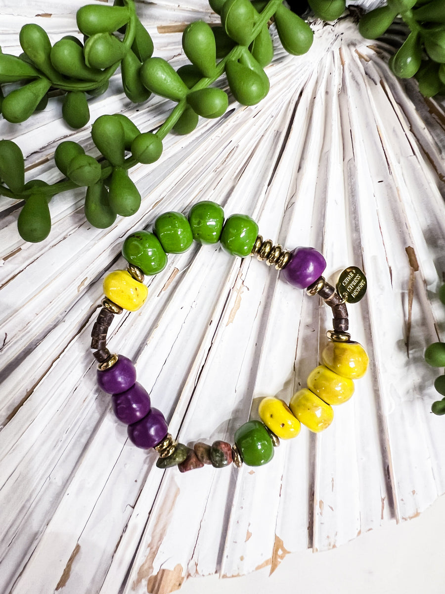 Tap Tap Bracelet - Mardi Gras Game Day – cedarandcypress